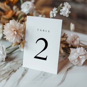 Printable Table Numbers | Table Number Template | Wedding Table Numbers ...