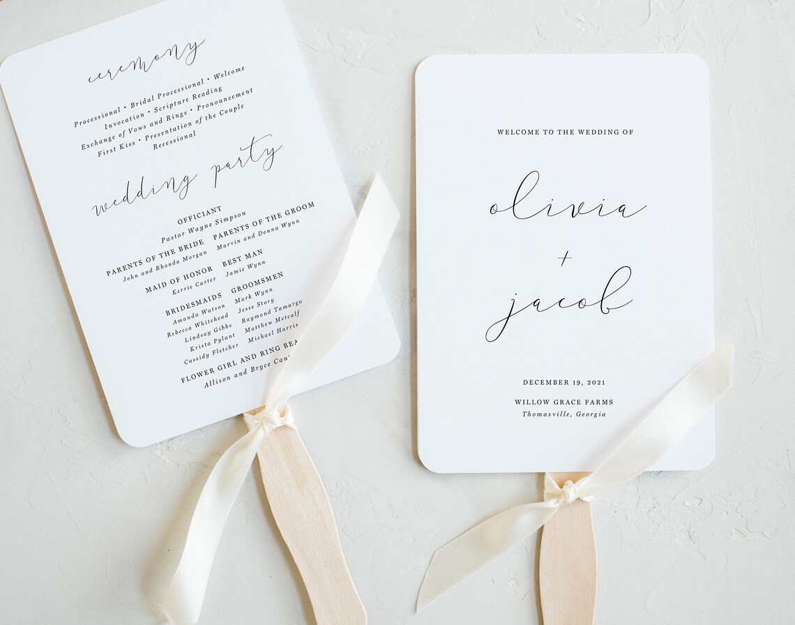 Wedding Fan Program Template Printable Wedding Program | Etsy