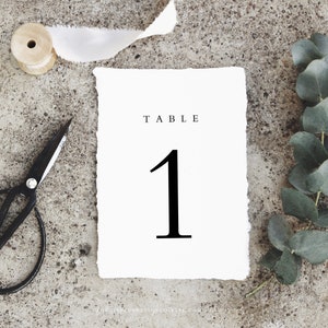 Deckled Edge Table Numbers, Handmade Paper Table Numbers Sign, Hand ...