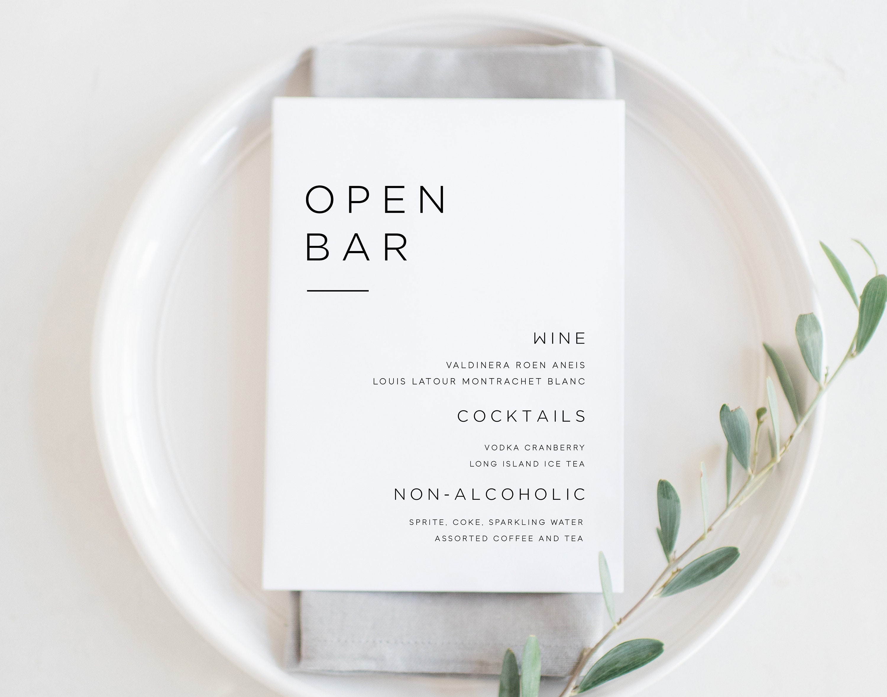 Printable Bar Menu Bar Menu Template Open Bar Printable | Etsy