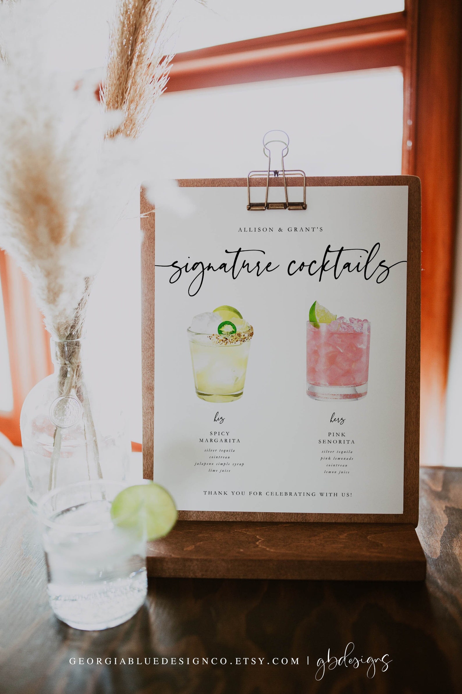 Printable Signature Cocktails Sign Editable Signature - Etsy