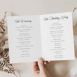 Minimalist Wedding Ceremony Program Template, Modern Ceremony Program ...