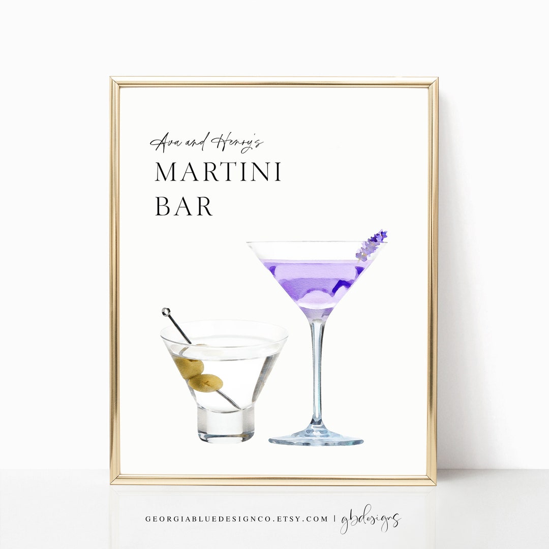 Printable Martini Bar Sign Editable Martini Bar Sign Template Martini ...
