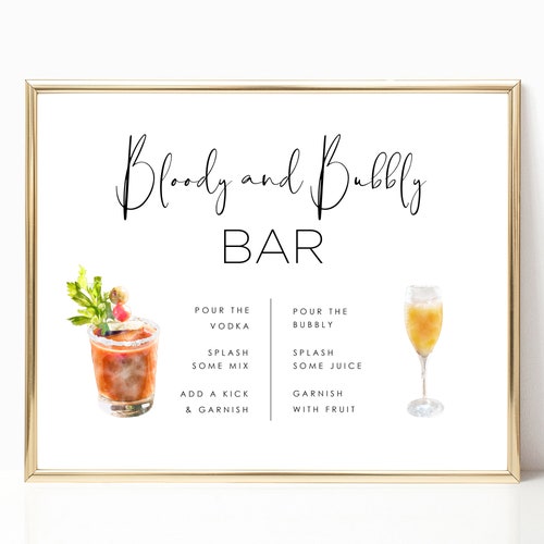 Bloody and Bubbly Bar Sign Bloody Mary Bar Mimosa Bar Sign - Etsy
