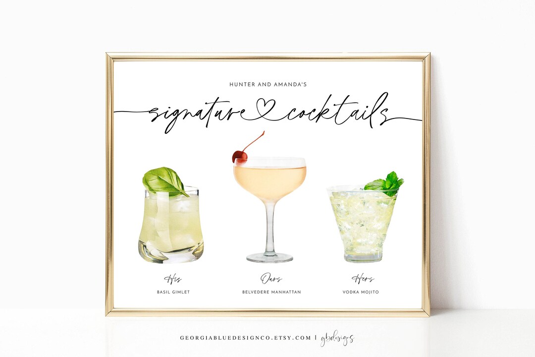 Printable Signature Cocktails Sign Editable Signature - Etsy
