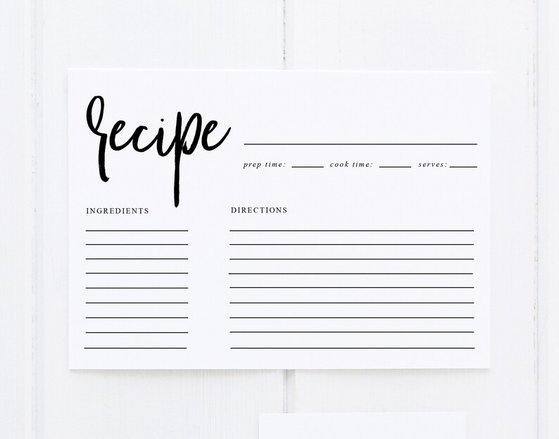 Editable Recipe Card Template Printable Recipe Cards Etsy