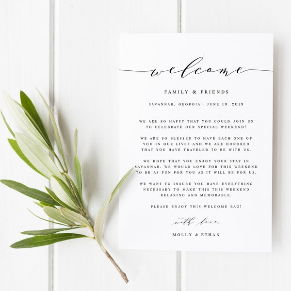 Wedding Hotel Welcome Letter - Etsy