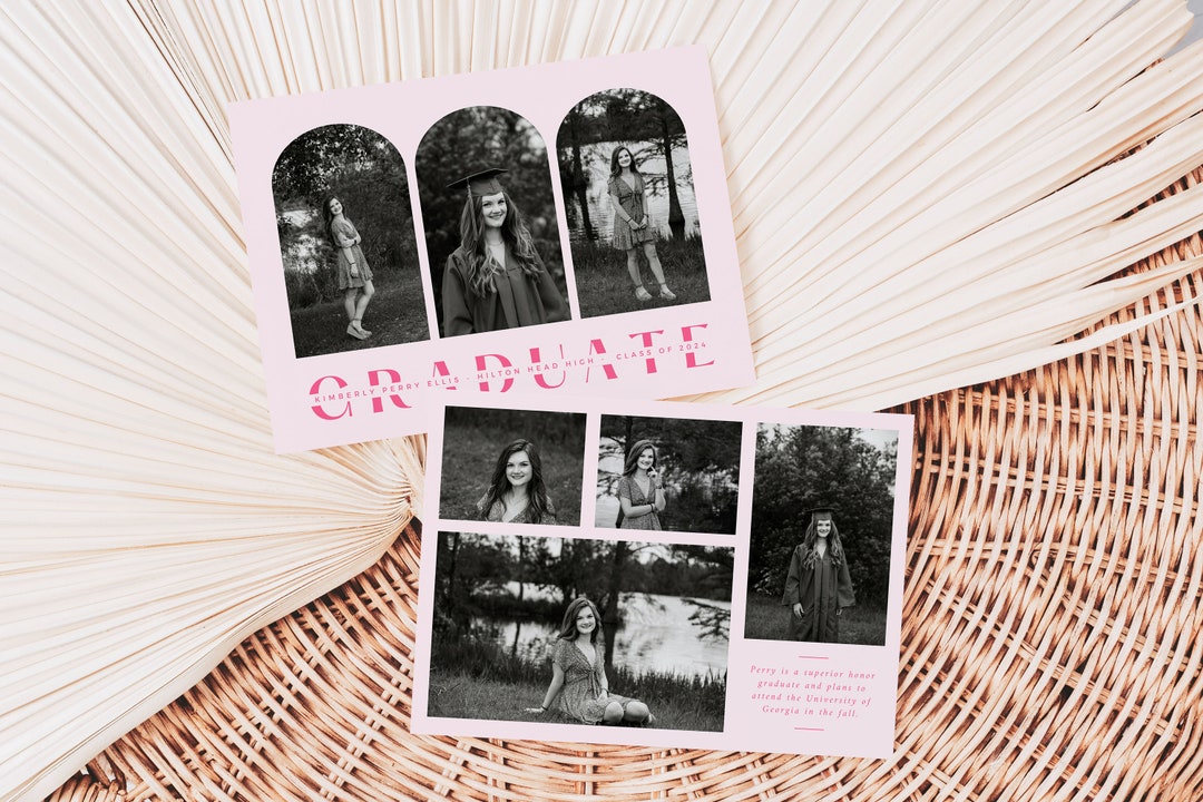 Pink Graduation Announcement Template 2024 | Pink Graduation Cards ...