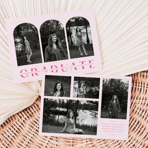 Pink Graduation Announcement Template 2024 | Pink Graduation Cards ...