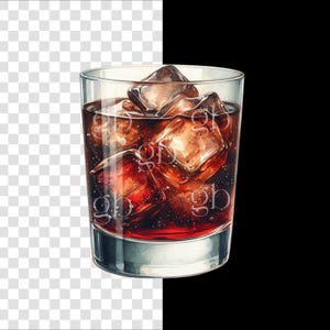 Jack and Coke Watercolor Clipart Jack & Coke Drink Illustration Custom ...
