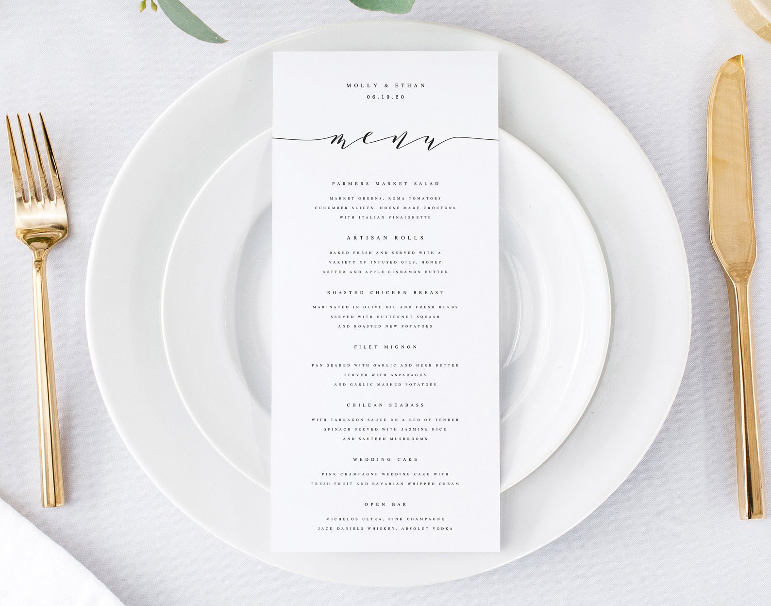 Printable Wedding Menu Wedding Menu Template Wedding Menu - Etsy
