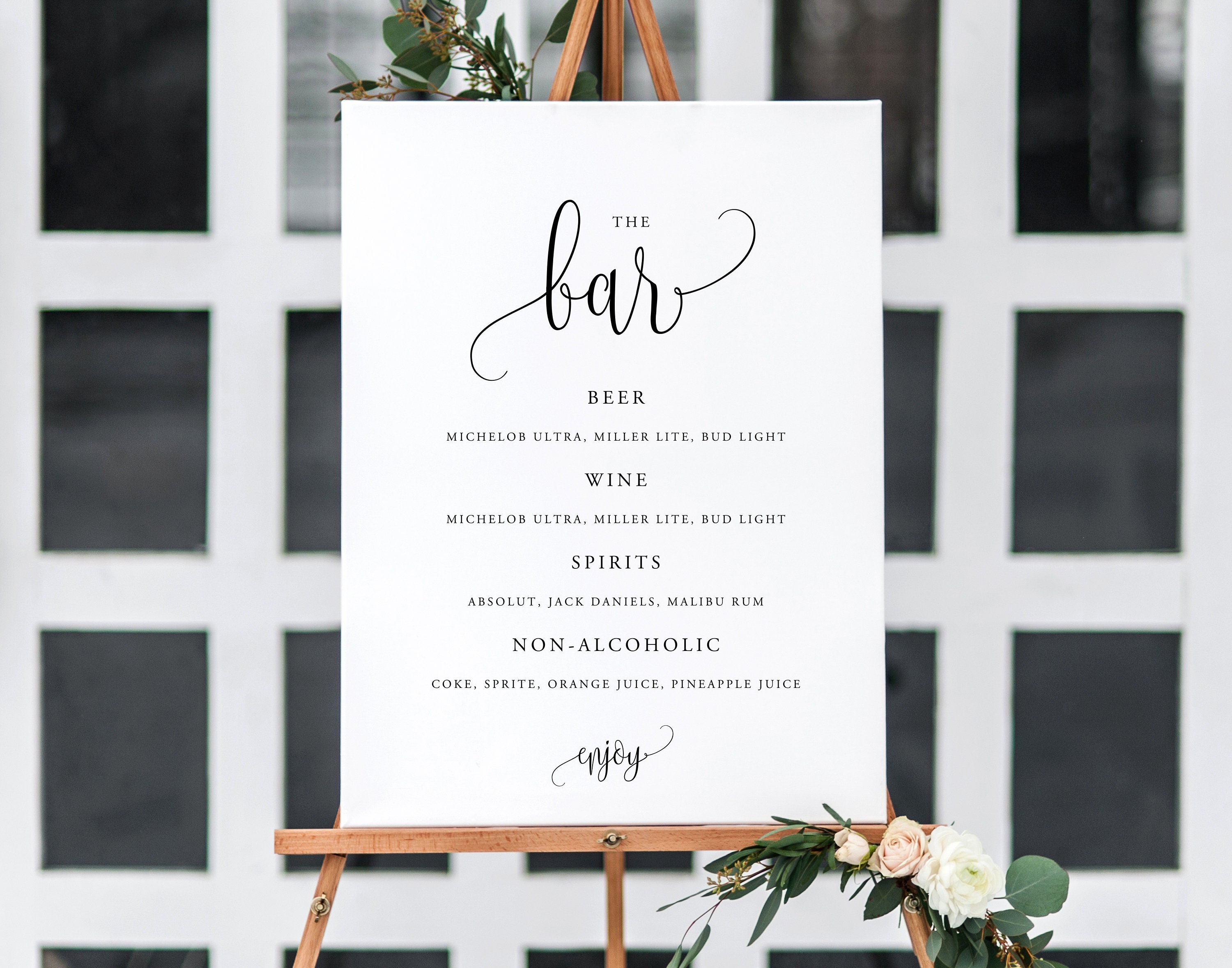 Printable Bar Menu Bar Menu Template Open Bar Printable | Etsy