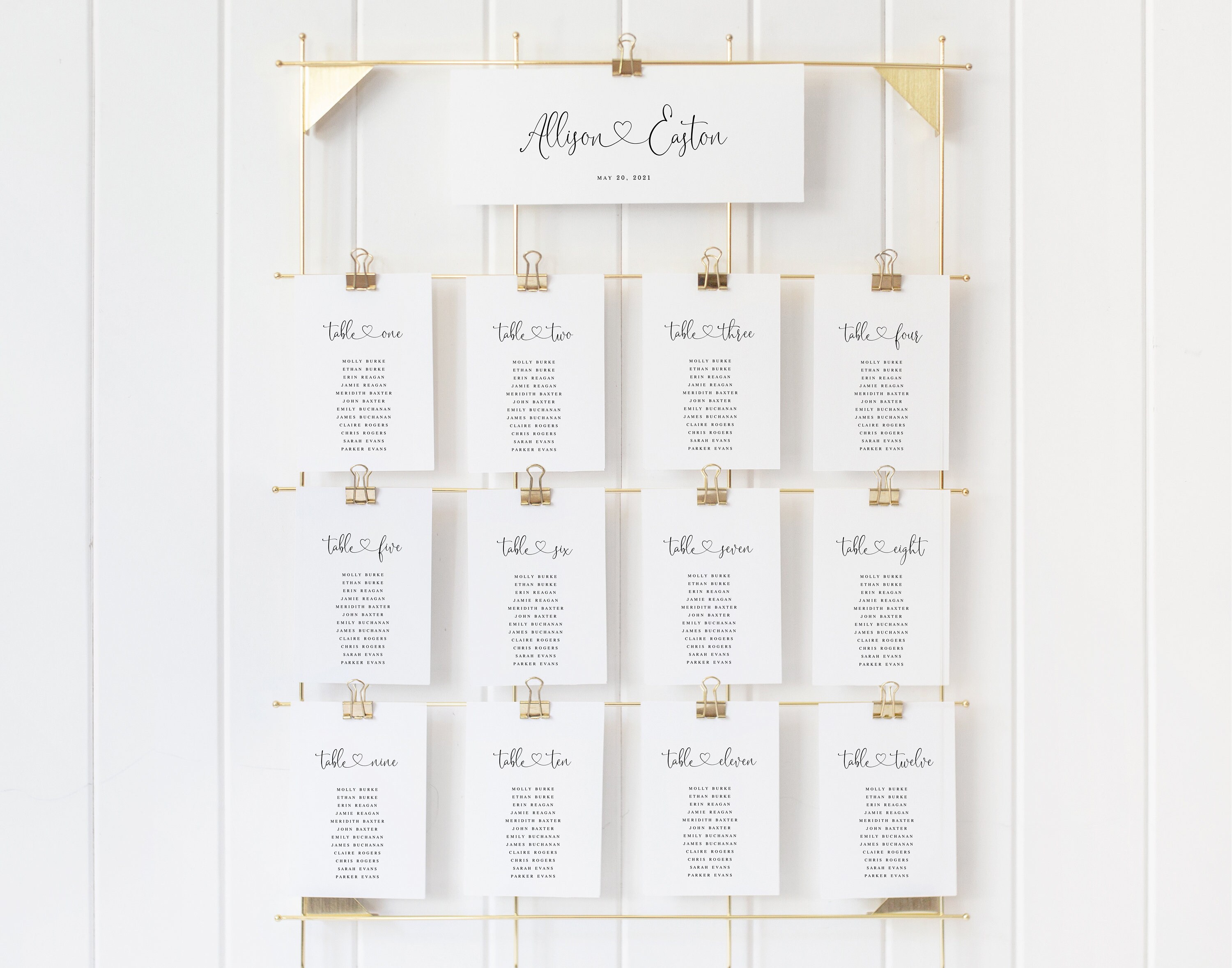 Seating Chart Cards | Seating Cards Template | Printable Seating Cards ...
