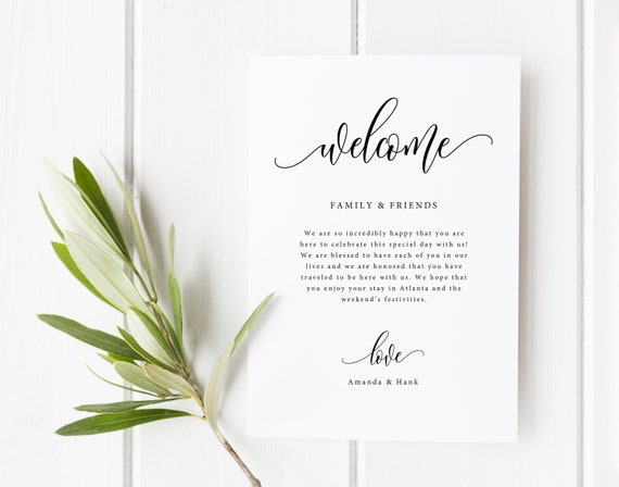 Printable Wedding Welcome Letter Wedding Welcome Bag Letter | Etsy
