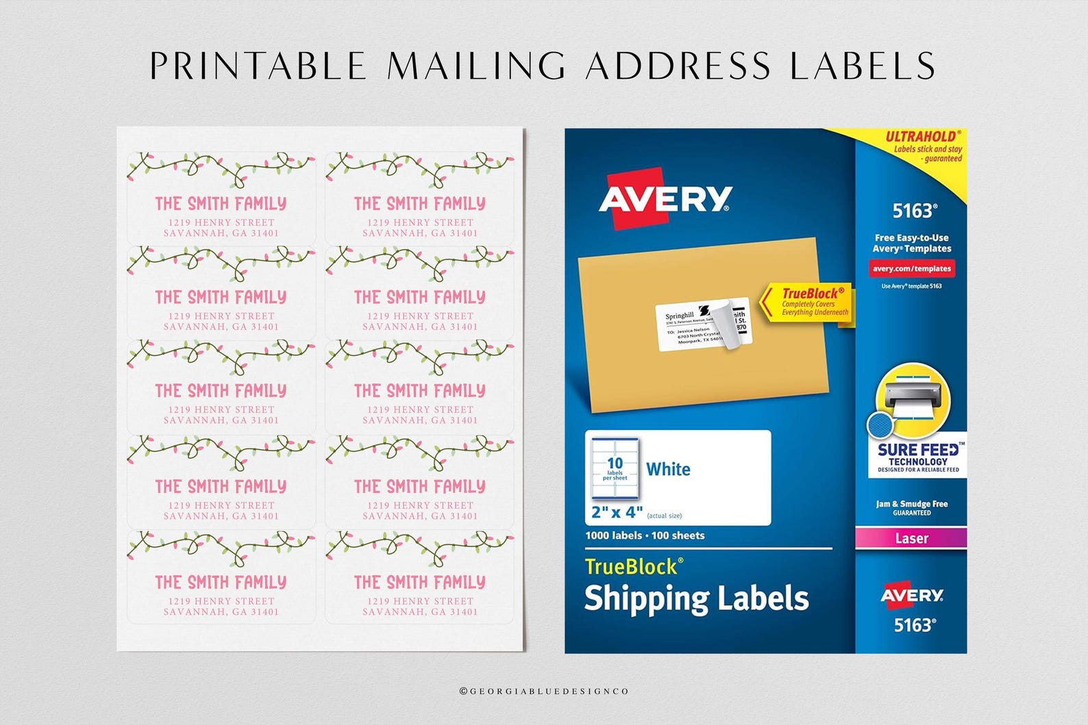 Christmas Return Address Labels, Printable Address Label Template ...