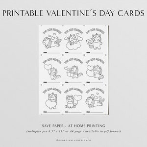 Coloring Valentines Cards Unicorn Valentine Cards Classroom Valentine's ...