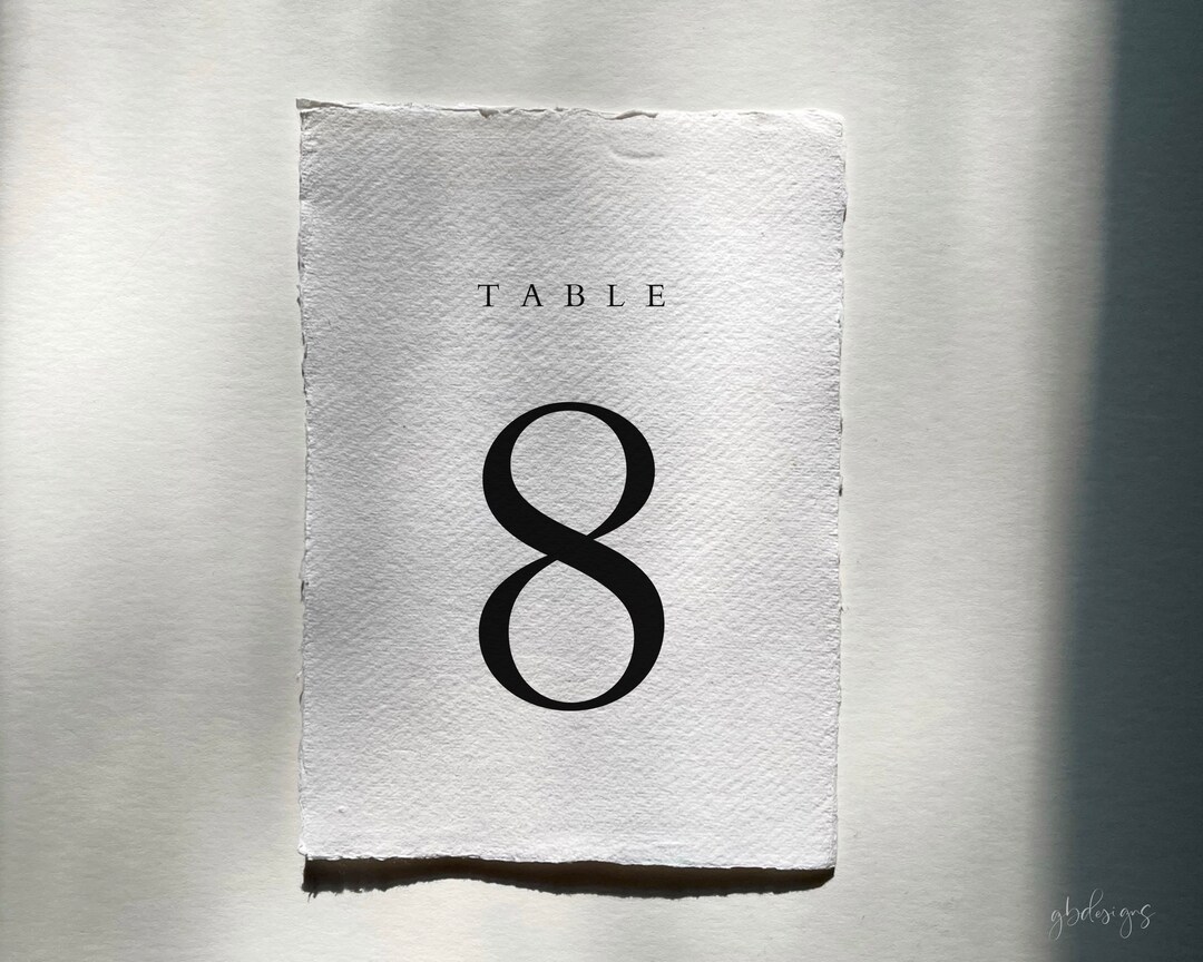 Deckled Edge Table Numbers, Handmade Paper Table Numbers Sign, Hand ...