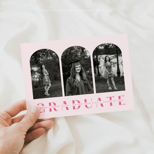 Pink Graduation Announcement Template 2024 | Pink Graduation Cards ...