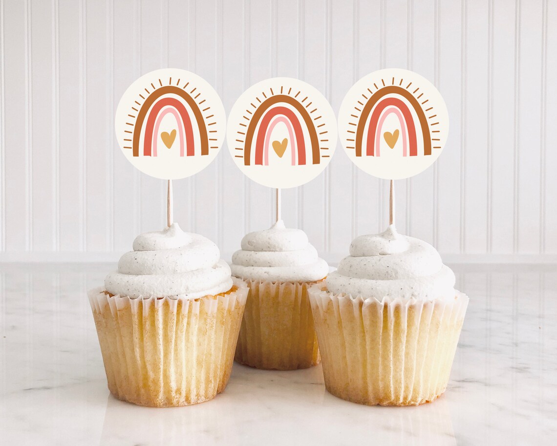 Printable Rainbow Cupcake Toppers Rainbow Cupcake Topper | Etsy
