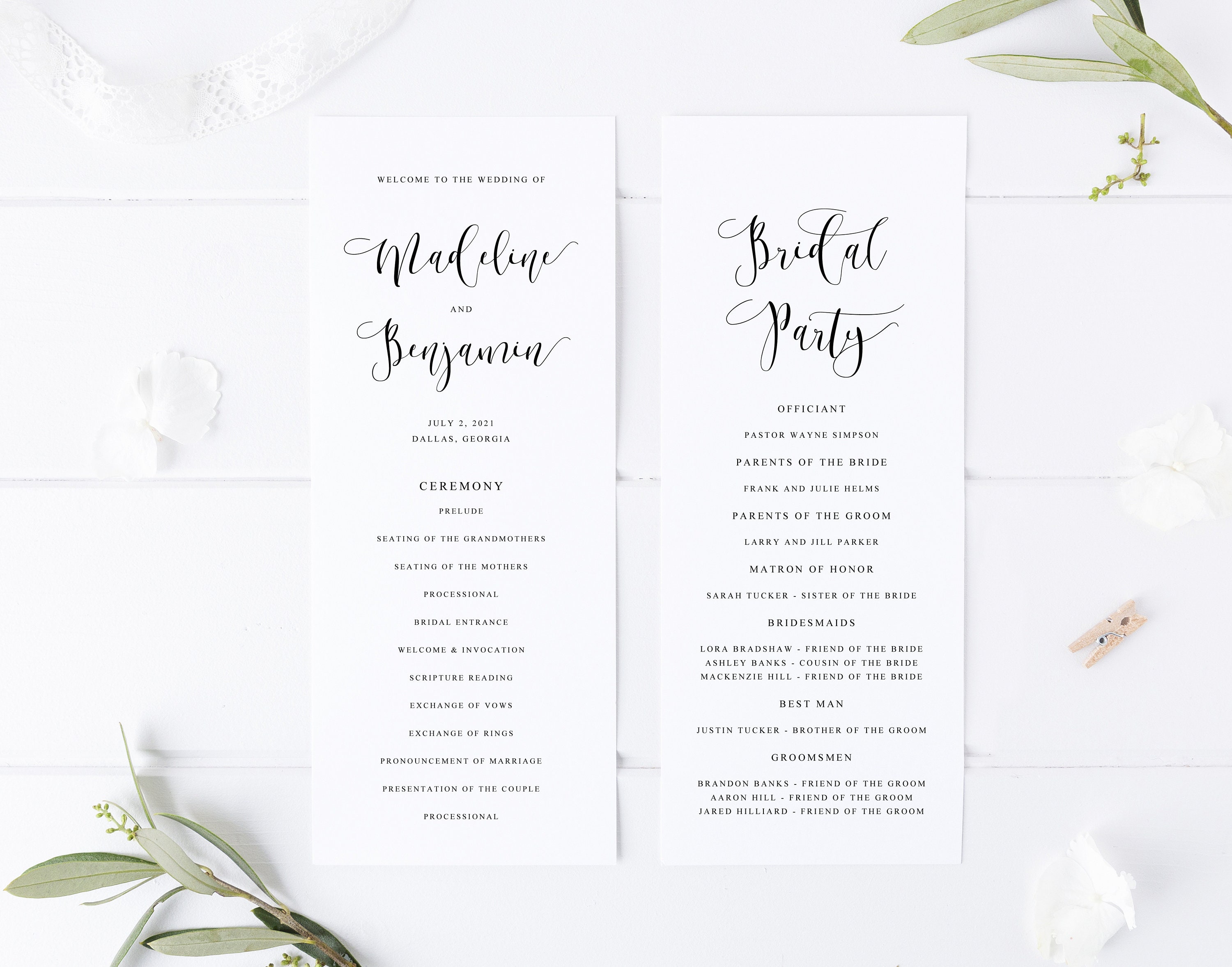 Printable Wedding Program Template Printable Wedding - Etsy