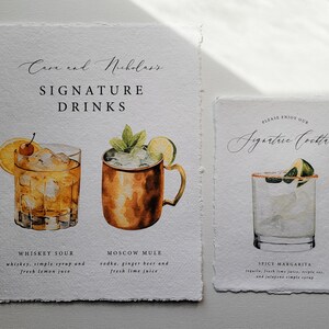 Deckled Edge Custom Signature Cocktail Sign, Signature Drink Sign ...