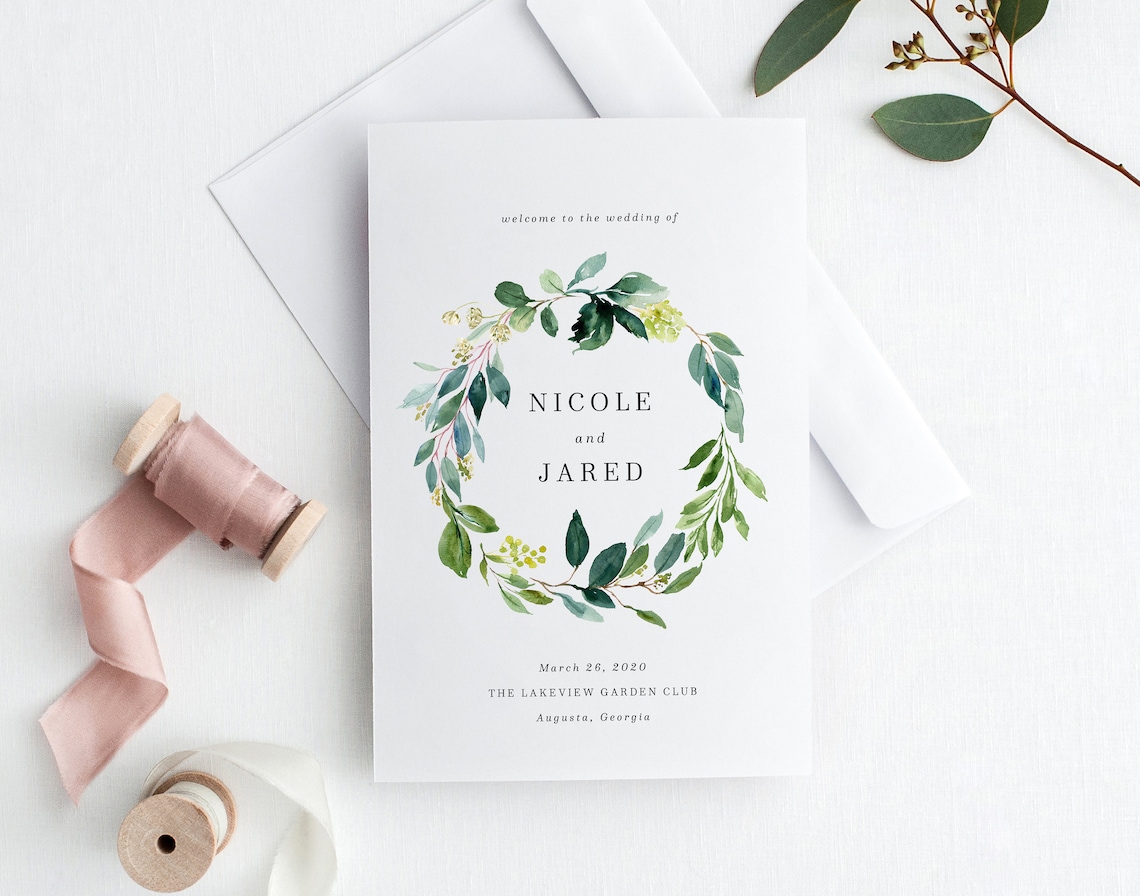 Folded Wedding Program Template Wedding Program Book - Etsy