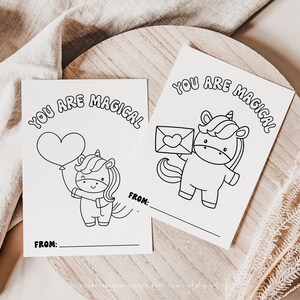 Coloring Valentines Cards | Unicorn Valentine Cards | Classroom ...