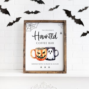 Printable Halloween Coffee Bar Sign | Freshly Booed Coffee | Haunted ...