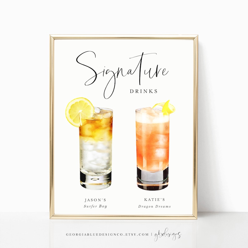 Printable Signature Cocktails Sign Editable Signature - Etsy