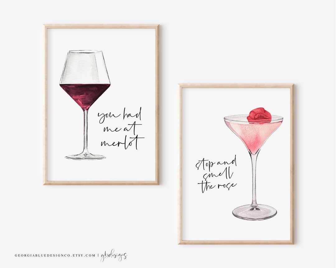 Printable Home Bar Wall Art Printable Bar Cart Decor Illustrated ...