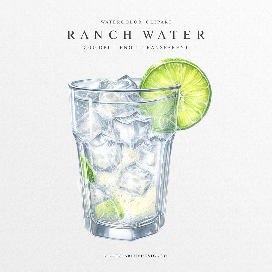Ranch Water Clipart PNG, Wedding Signature Drink Illustration, Digital ...