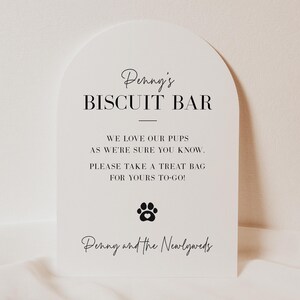 Biscuit Bar Sign, Dog Treat Favor Sign Template, Dog Biscuit Wedding ...