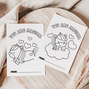 Coloring Valentines Cards Unicorn Valentine Cards Classroom Valentine's ...