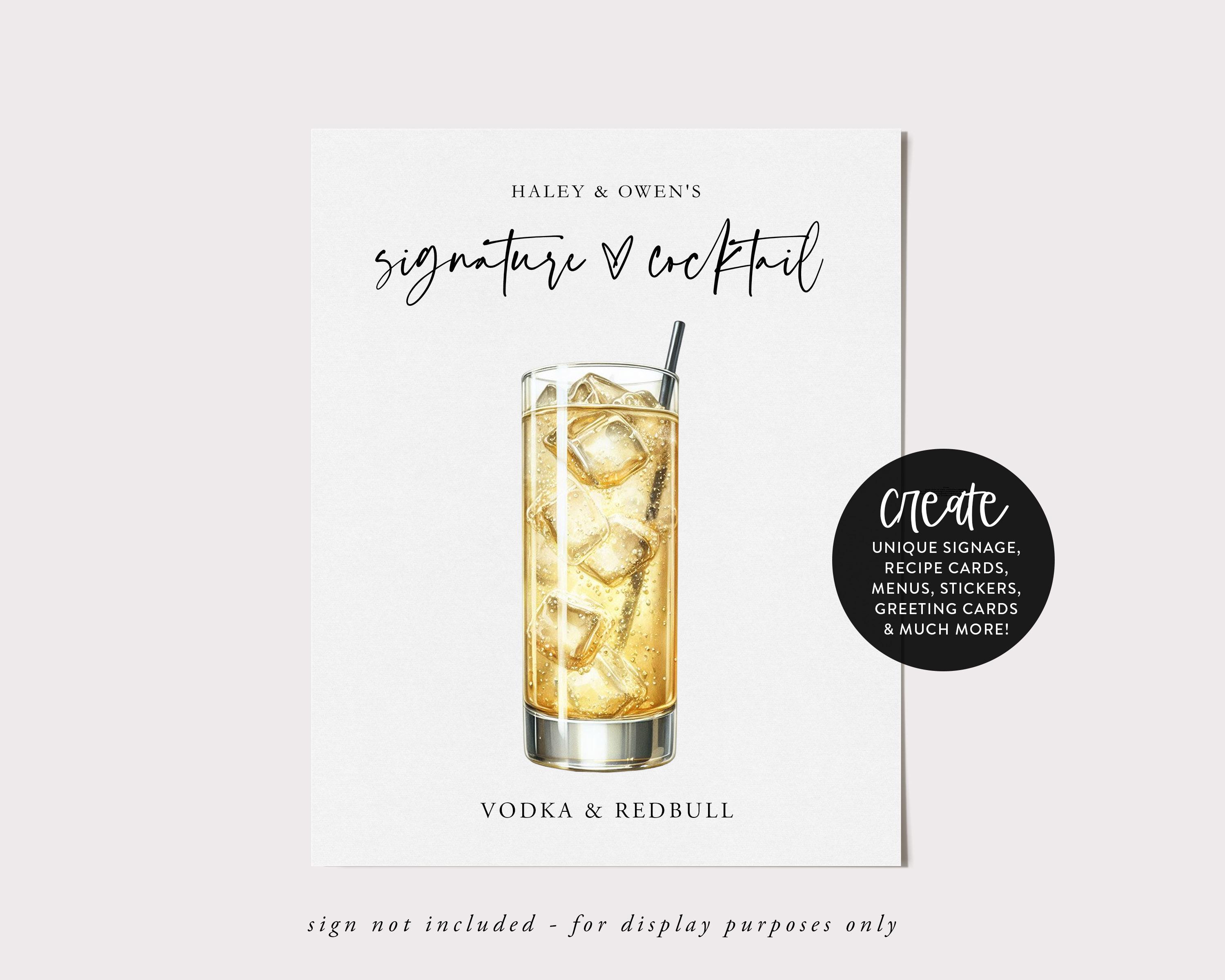 Vodka Redbull Clipart PNG, Wedding Signature Drink Illustration ...