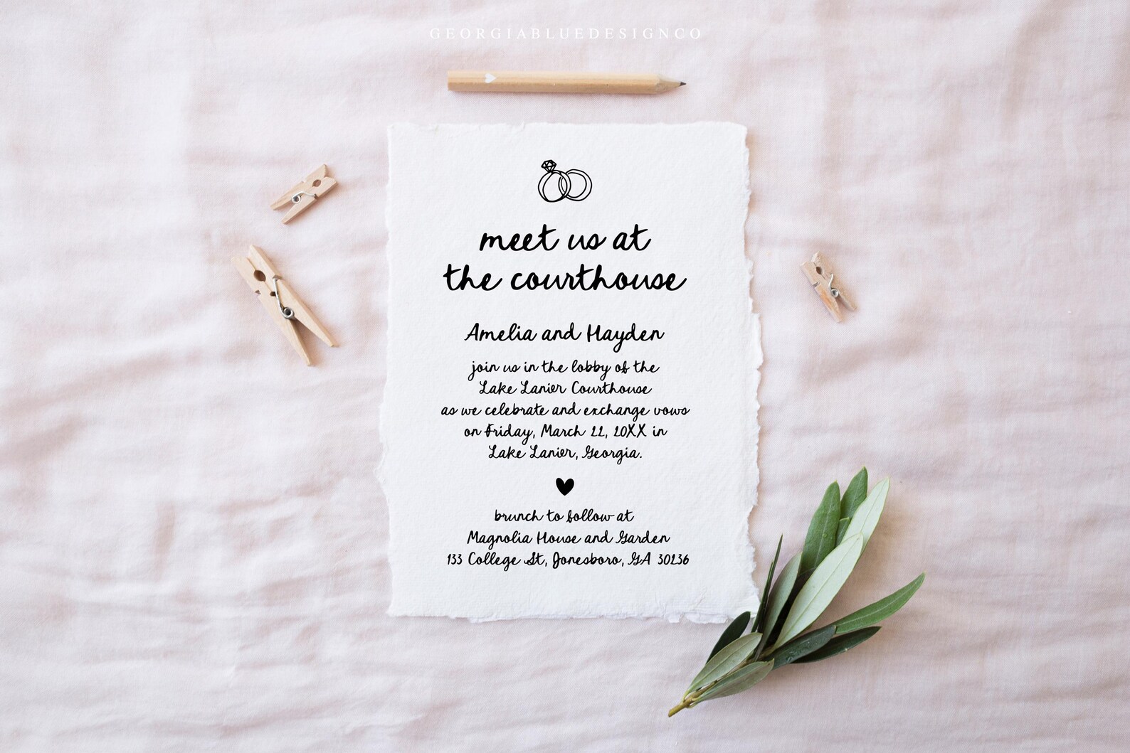 Minimalist Elopement Announcement Template, We Eloped Card, Printable ...