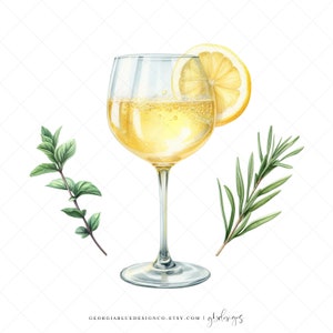 Limoncello Spritz Watercolor Clipart | Limoncello Drink Illustration ...