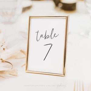 Printable Table Numbers | Table Number Template | Wedding Table Number ...