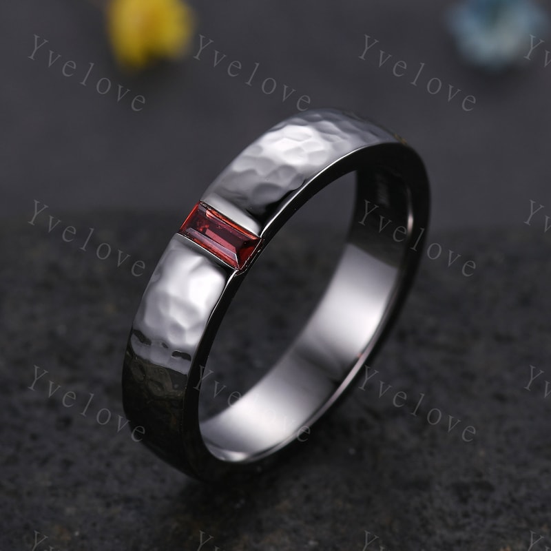 Wedding Bands Garnet Man - Etsy