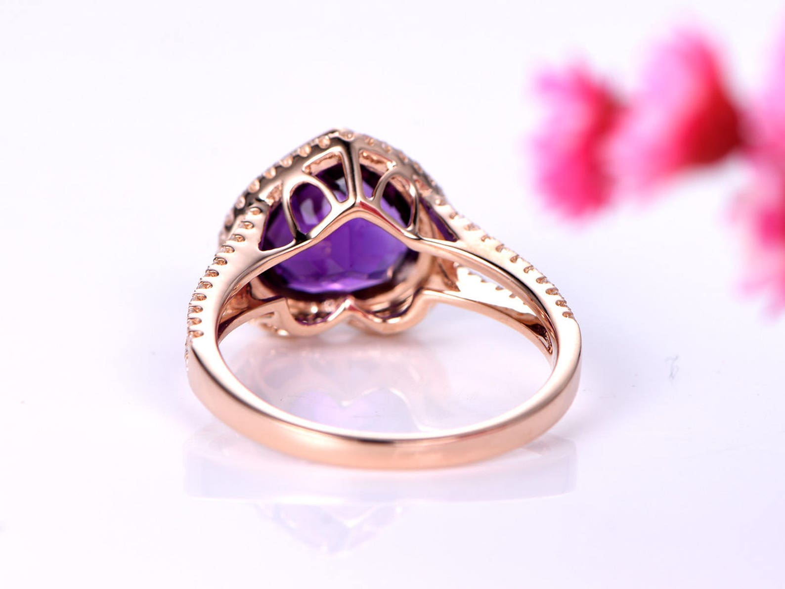 Heart Shape Amethyst Ring 3.75ct Natural Amethyst Engagement - Etsy