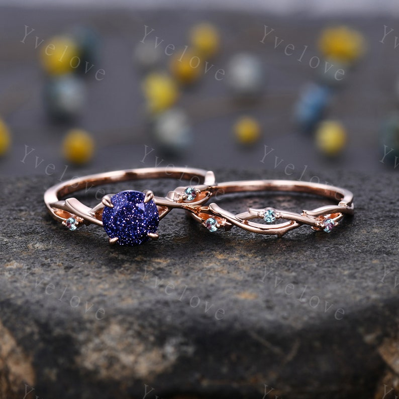 Twig Blue Sandstone Alexandrite Engagement Ringsandstone - Etsy