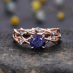 Twig Blue Sandstone Alexandrite Engagement Ring,sandstone Engagement ...
