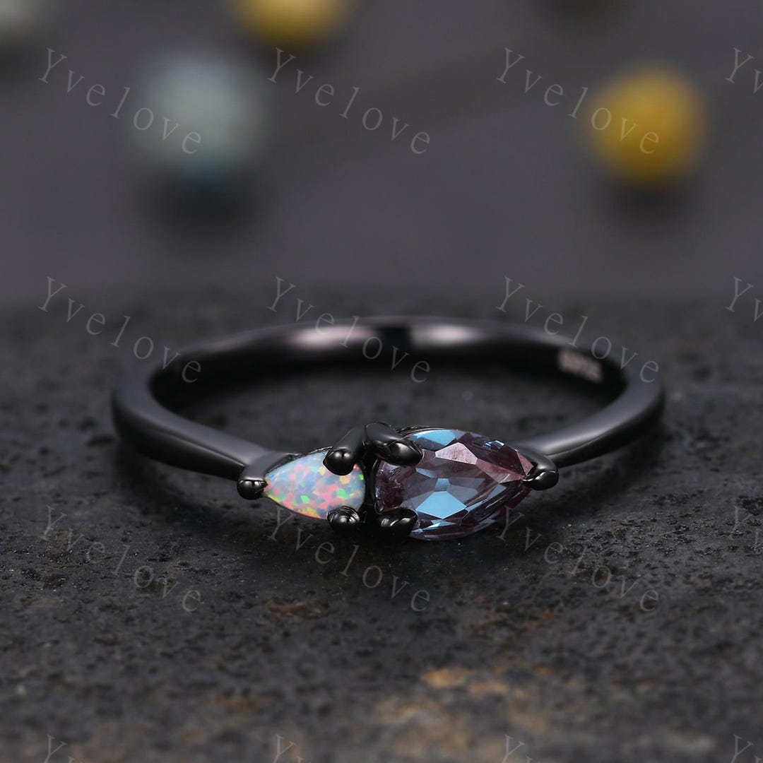 Vintage Alexandrite Opal Engagement Ring,pear Cut Gems,art Deco ...