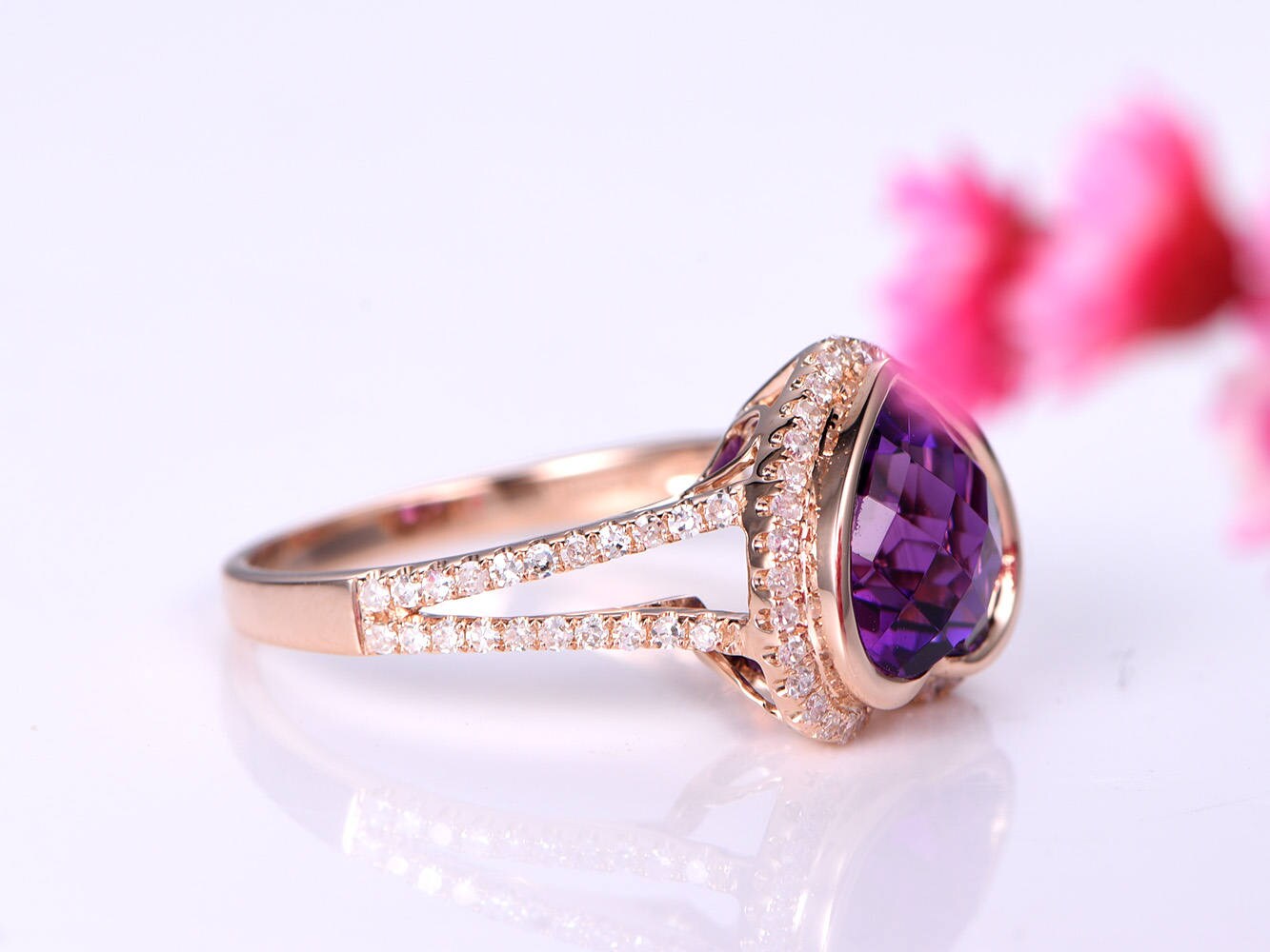 Heart Shape Amethyst Ring 3.75ct Natural Amethyst Engagement - Etsy