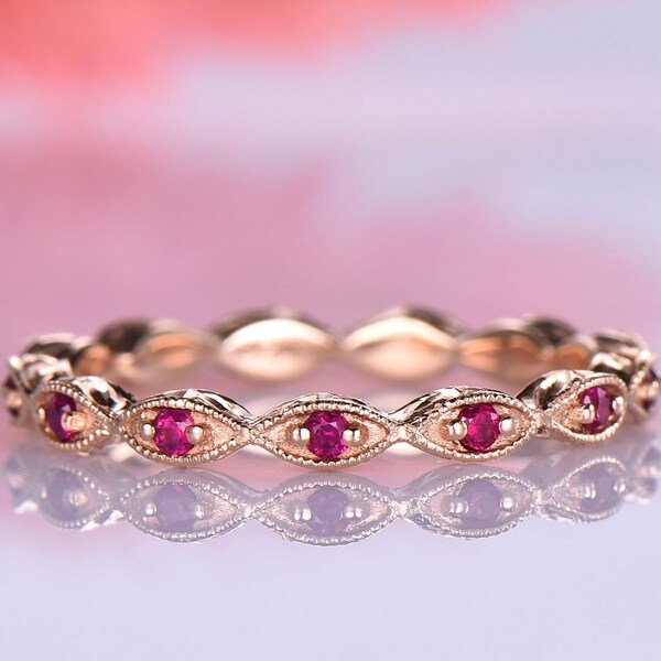 Ruby Wedding Band - Etsy