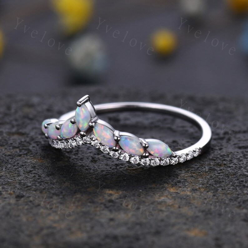 Multi-gemstone Ringwhite Fire Opal Rings for Women14k White - Etsy