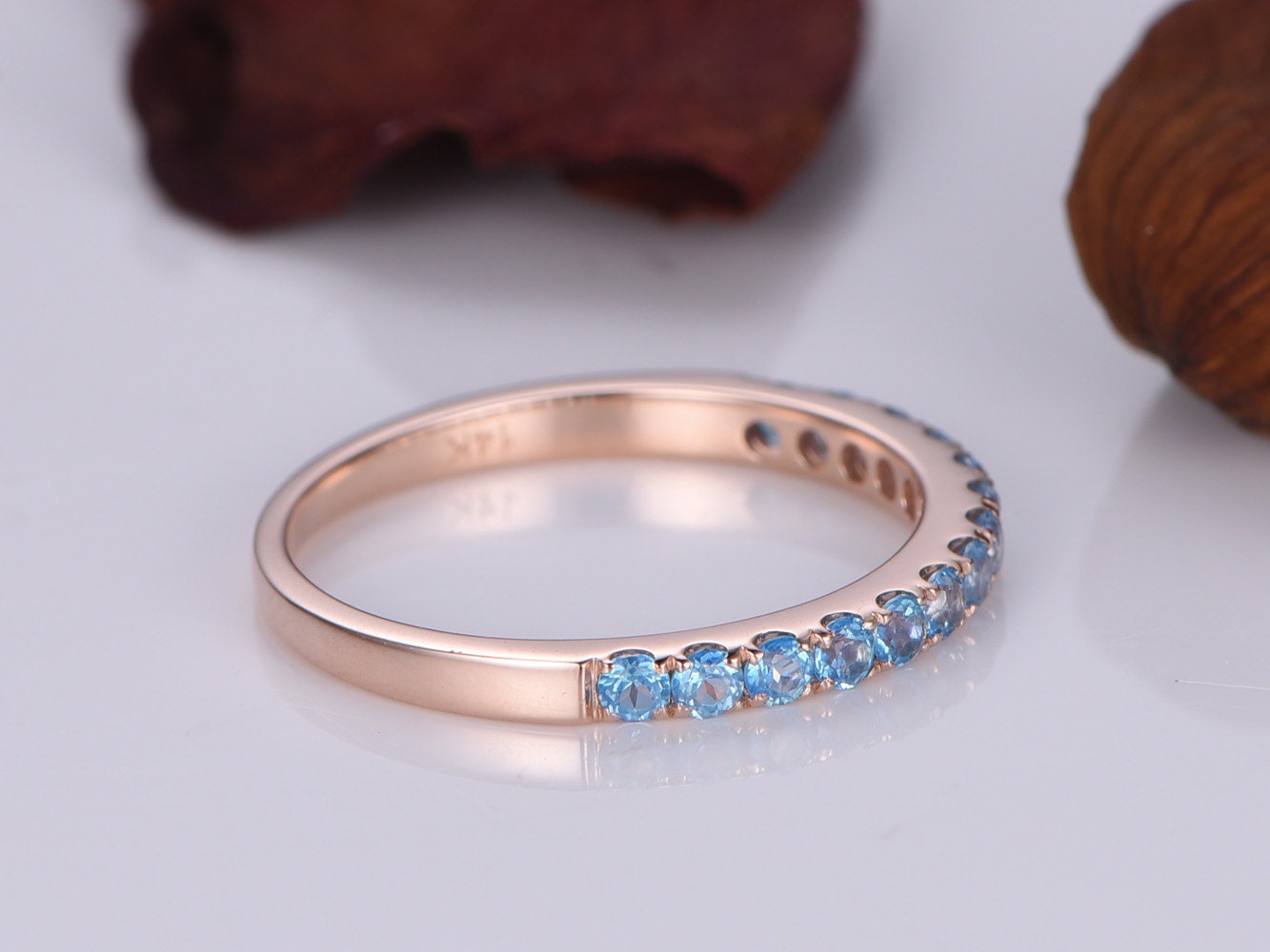 Topaz Ring Topaz Wedding Band Natural Blue Gem Stone Ring - Etsy