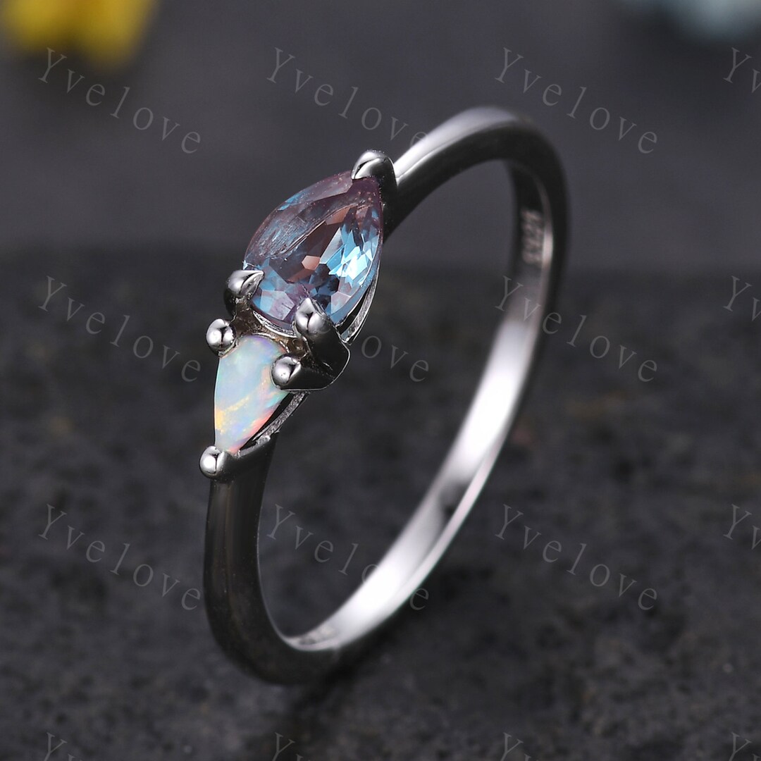 Vintage Alexandrite Opal Engagement Ring,pear Cut Gems,art Deco ...