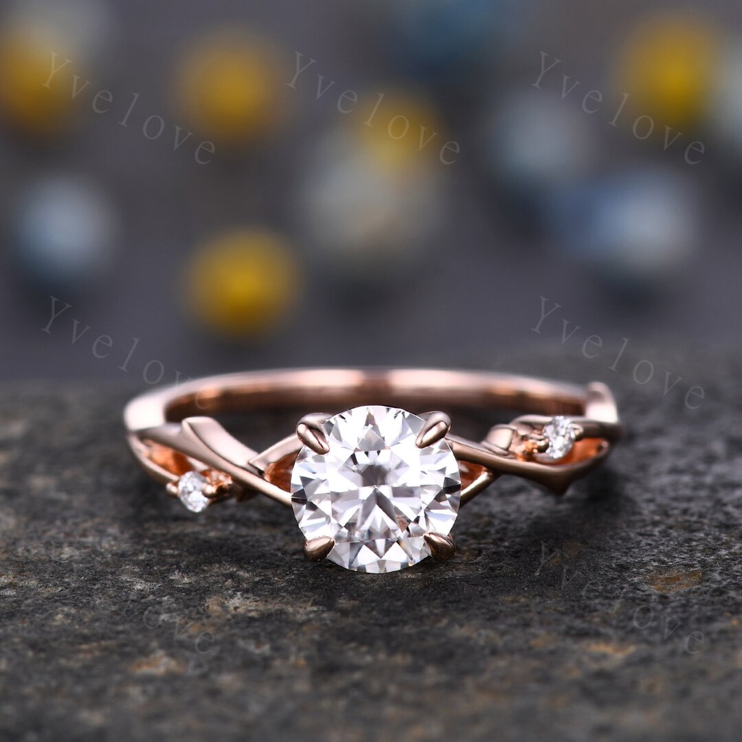 1.2ct Vintage Moissanite Engagement Ring,twisted Ring,leaf and Vines ...