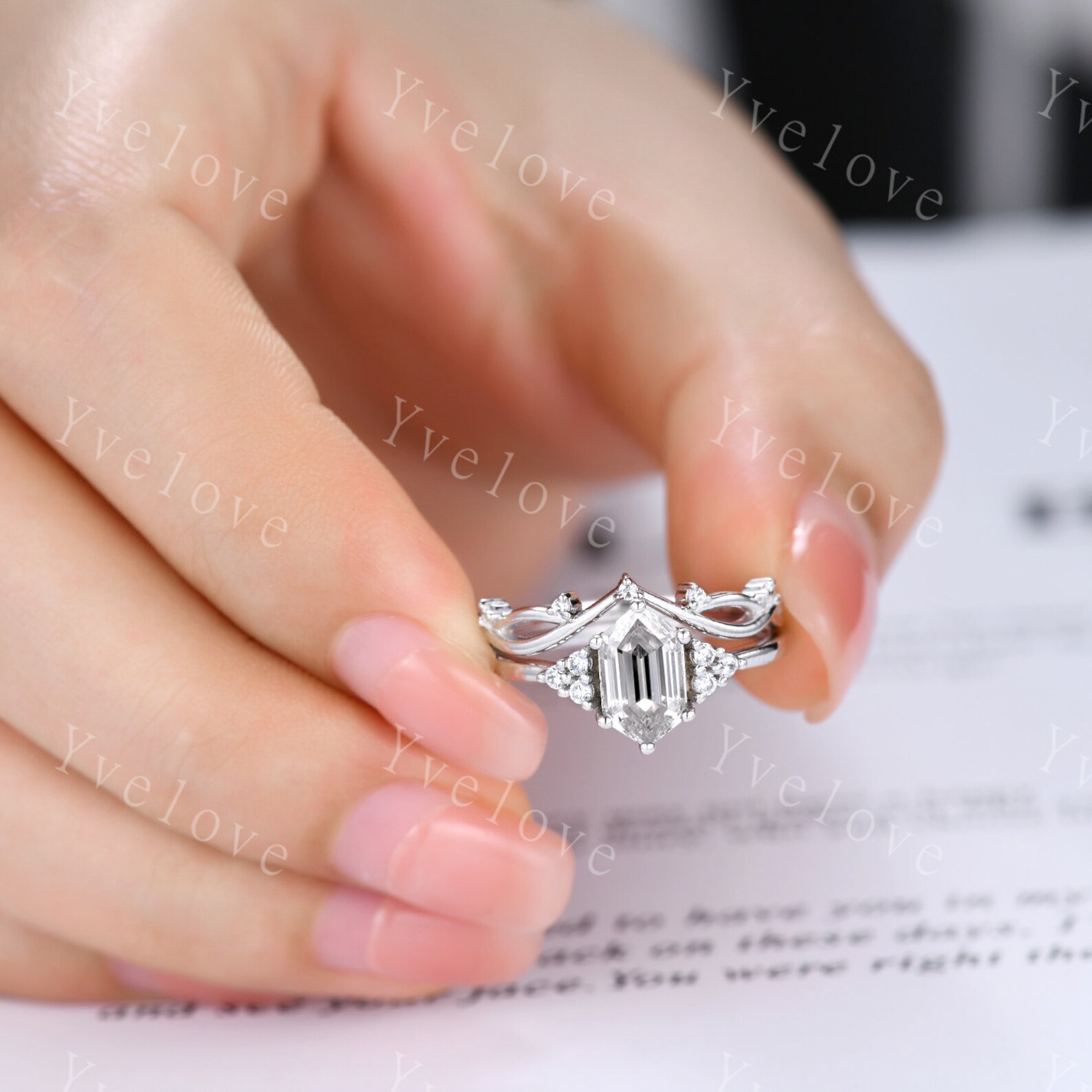 Retro Hexagon Moissanite Ringvintage Moissanite Ring - Etsy