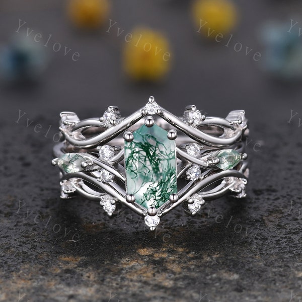 Moss Agate Ring - Etsy